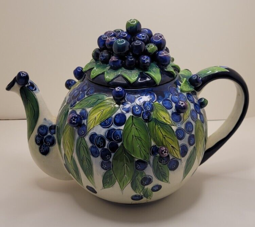J. McCALL BLUEBERRY CERAMIC TEA PITCHER 2004 BLUE SKY CORP. | eBay