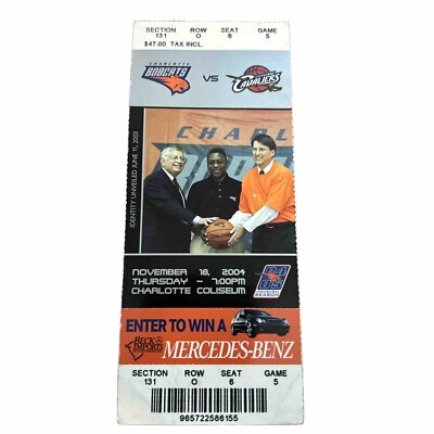 2004 / Cavs at Bobcats/NBA Ticket~LeBron James Soaring Dunk NOVEMBER 18 ...