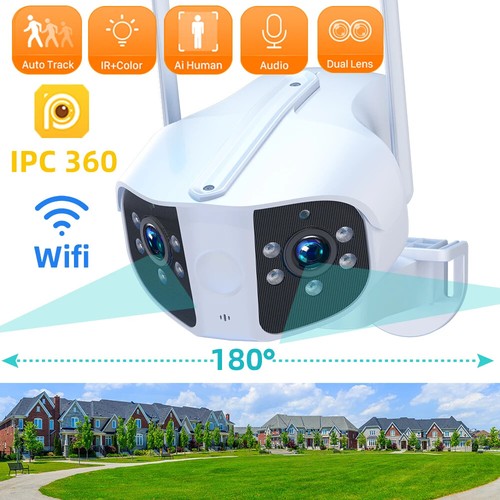 4K 8MP Dual len Wifi IP Camera 180° Ultra Wide View Angle Panoramic ...