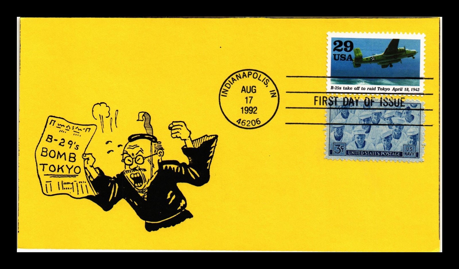 DR JIM STAMPS US CARD WWII B-25S TAKE OFF TO RAID TOKYO FDC COMBO HAND ...