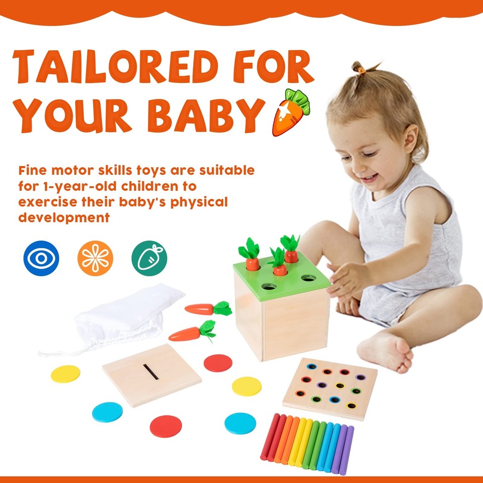 Montessori Toys for 1+ Year Old Babies - 4-in-1 Play Kit Includes ...