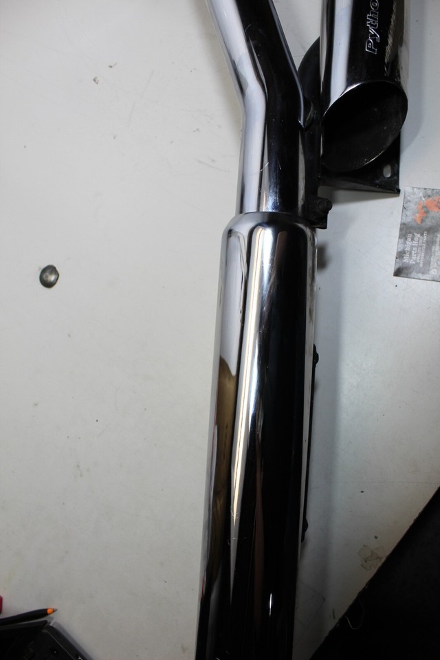 Harley Softail Dual Exhaust System Python Mufflers Chrome Scraped | eBay