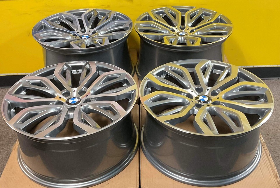 20" BMW E70 F15 X5 E7 X6 OEM Y-Spoke 20x9 10.5 RIMS Gray Wheels TIRES ...