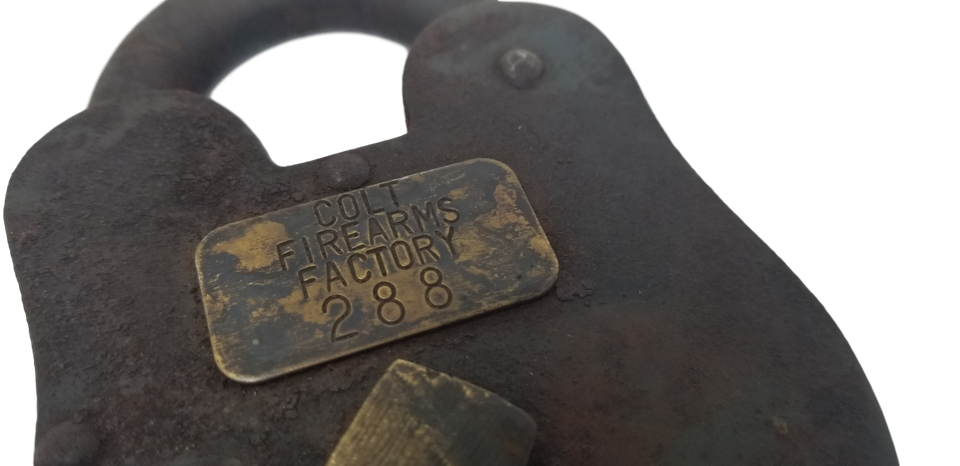 Colt Firearms Factory 3" x 5" Cast Iron Lock & Keys With Antique Finish ...