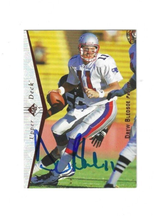 Signed DREW BLEDSOE New England Patriots 1995 Upper Deck Card #176 COA ...