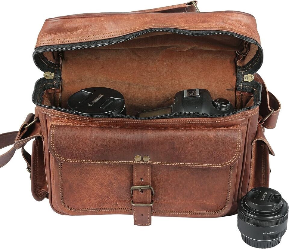 Handmade Real Leather Vintage Camera Bag Lens Accessories bag For All ...