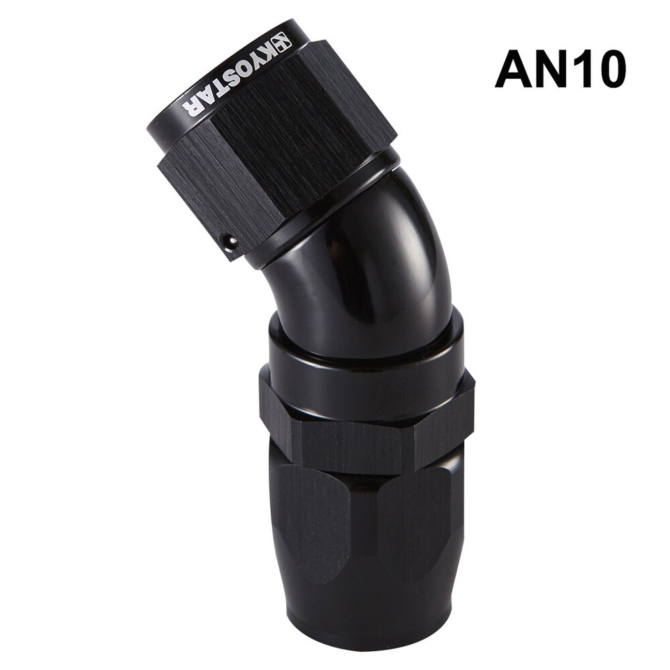 45Degree AN10 Black Full Flow Swivel Fitting Hose End Adapter Aluminum ...