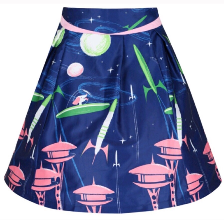25. Nwt Modcloth Lindy Bop Space Dog Skirt 6 / 10 UK | eBay