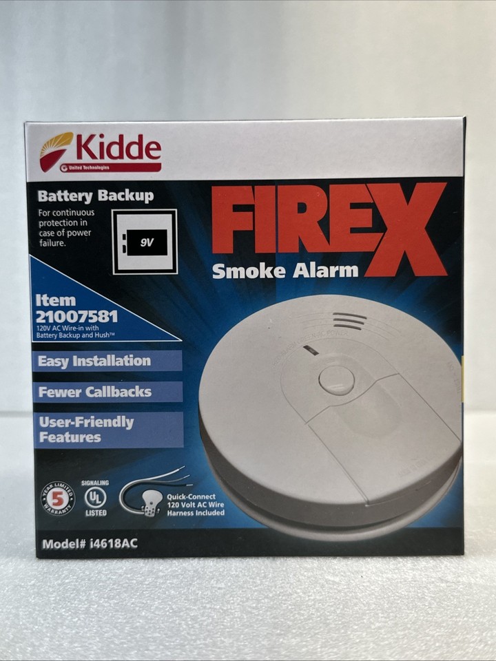 NEW KIDDE i4618AC Firex Hardwired Smoke Detector W/ Battery Backup Item ...