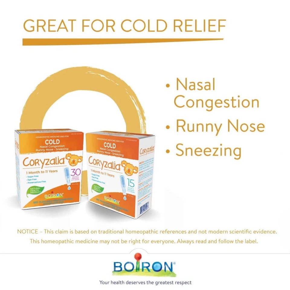 Boiron Coryzalia 30 Doses. Baby Cold Relief Drops for Sneezing Runny ...