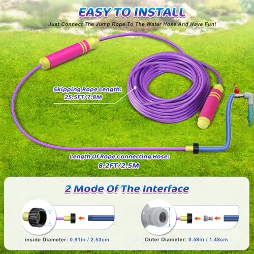 2-in-1 Water Sprinkler Jump Rope Toy for Kids – 25.5ft Splash Rope with ...