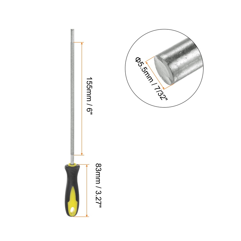 Diamond Chainsaw File 7/32" 80 Grits High Hardness Round Cut Sharpen ...