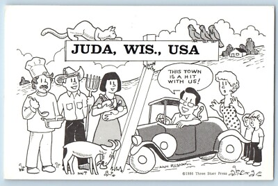 Juda Wisconsin Postcard This Town Is A Hit With Us Three Starr Press ...