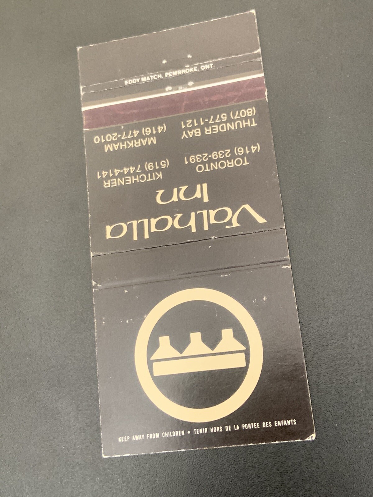 Vintage Canada Matchbook: “Valhalla Inn” Toronto Thunder Bay Markham ...