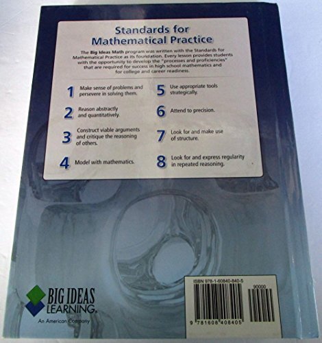 BIG IDEAS MATH Algebra 2: Common Core Student Edition 2015 ...