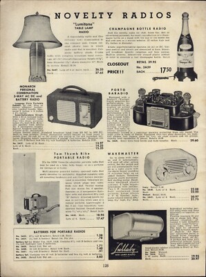 1950 PAPER AD Lumitone Table Lamp Radio Porto Baradio Wakemaster ...