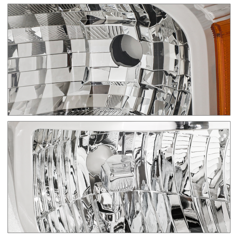 For 2011-2016 Ford F250 F350 Super Duty Chrome Amber Headlight Lamps ...