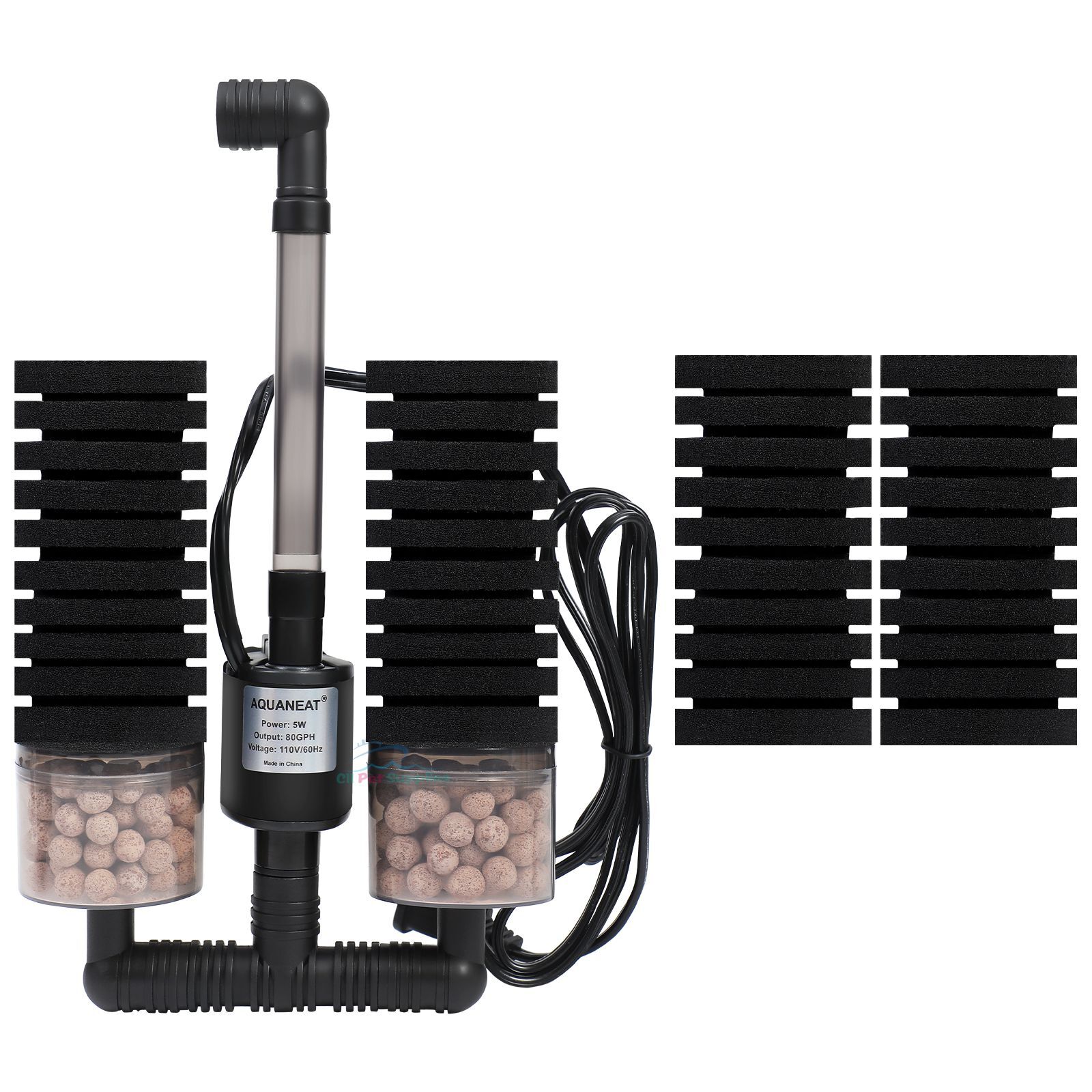 AQUANEAT Sponge Filter, Aquarium Electric Filter with 2 Extra Sponges ...