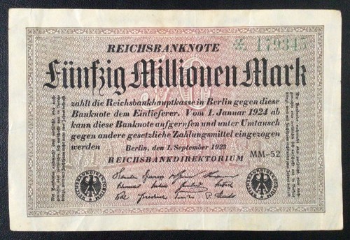 1923 GERMANY PAPER MONEY - 50,000,000 MARK BANKNOTE! | eBay