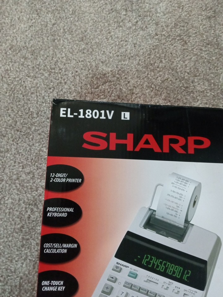 Sharp EL-1801V 12-Digit 2-Color Desktop Printing Calculator Open Box ...