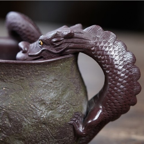 Full Handmade Pitcher Dragon Carved Fair Cup Gongdaobei True Yixing ...