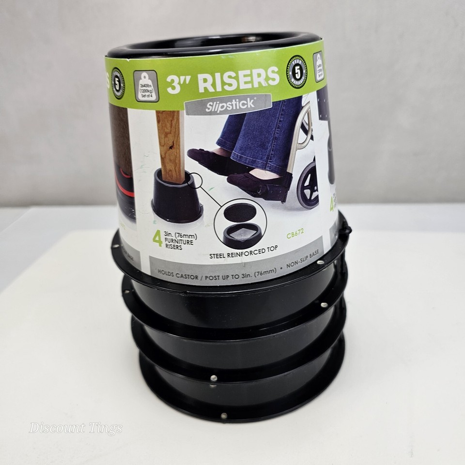 Slipstick CB672 Premium 3 Inch Bed Risers/Furniture Raisers with Steel ...