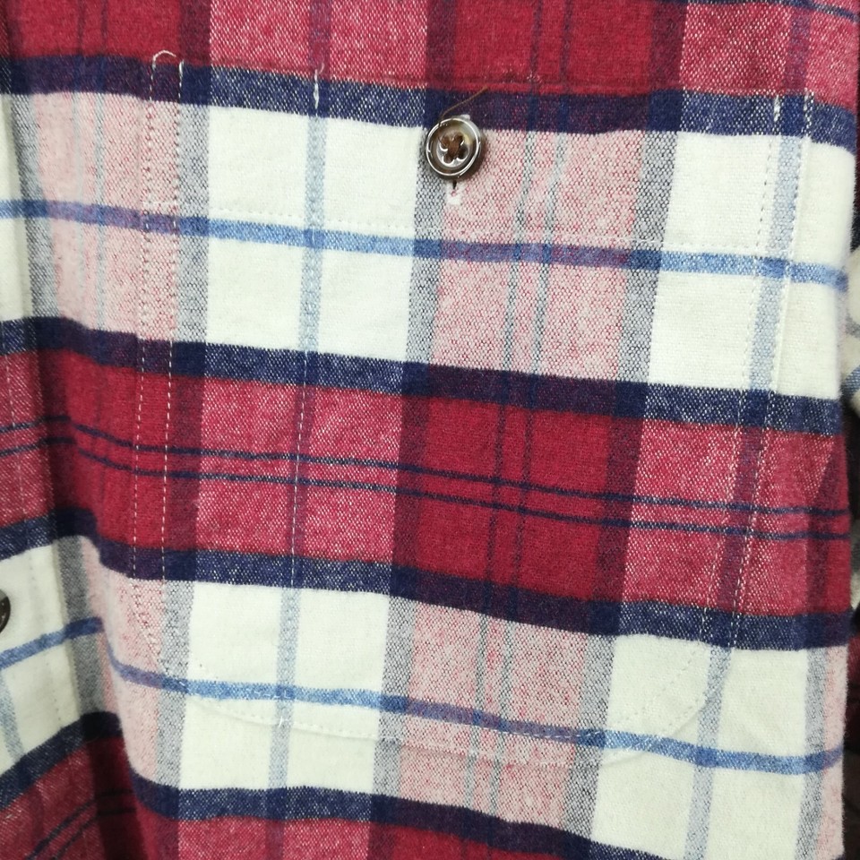 J Crew Flannel Plaid Chamois Elbow Patch Button Up Shirt Size L Red ...