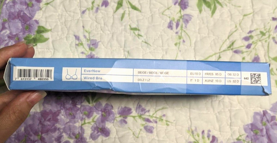 Sloggi Evernew Beige Bra 32D 73% Cotton 100% Toxin Free Underwired Non ...