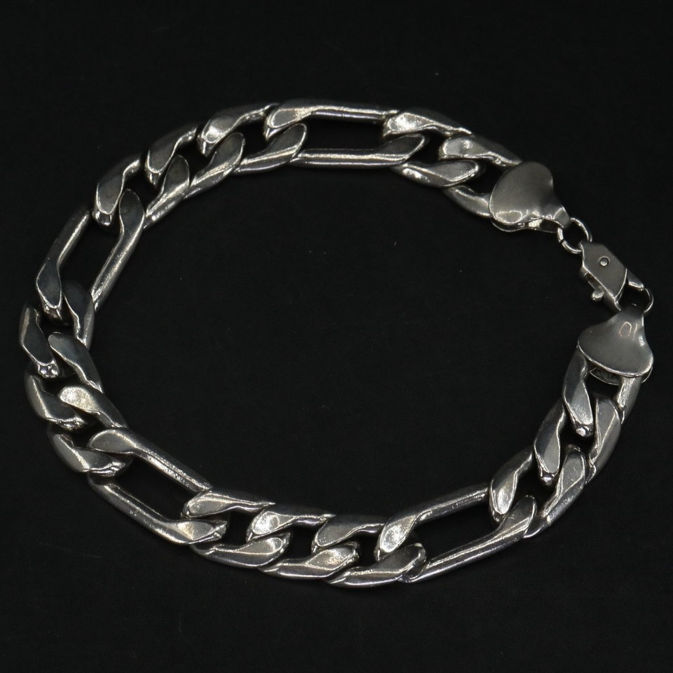 Silver Tone - 10mm Figaro Chain 8" Bracelet - 24.5g | eBay