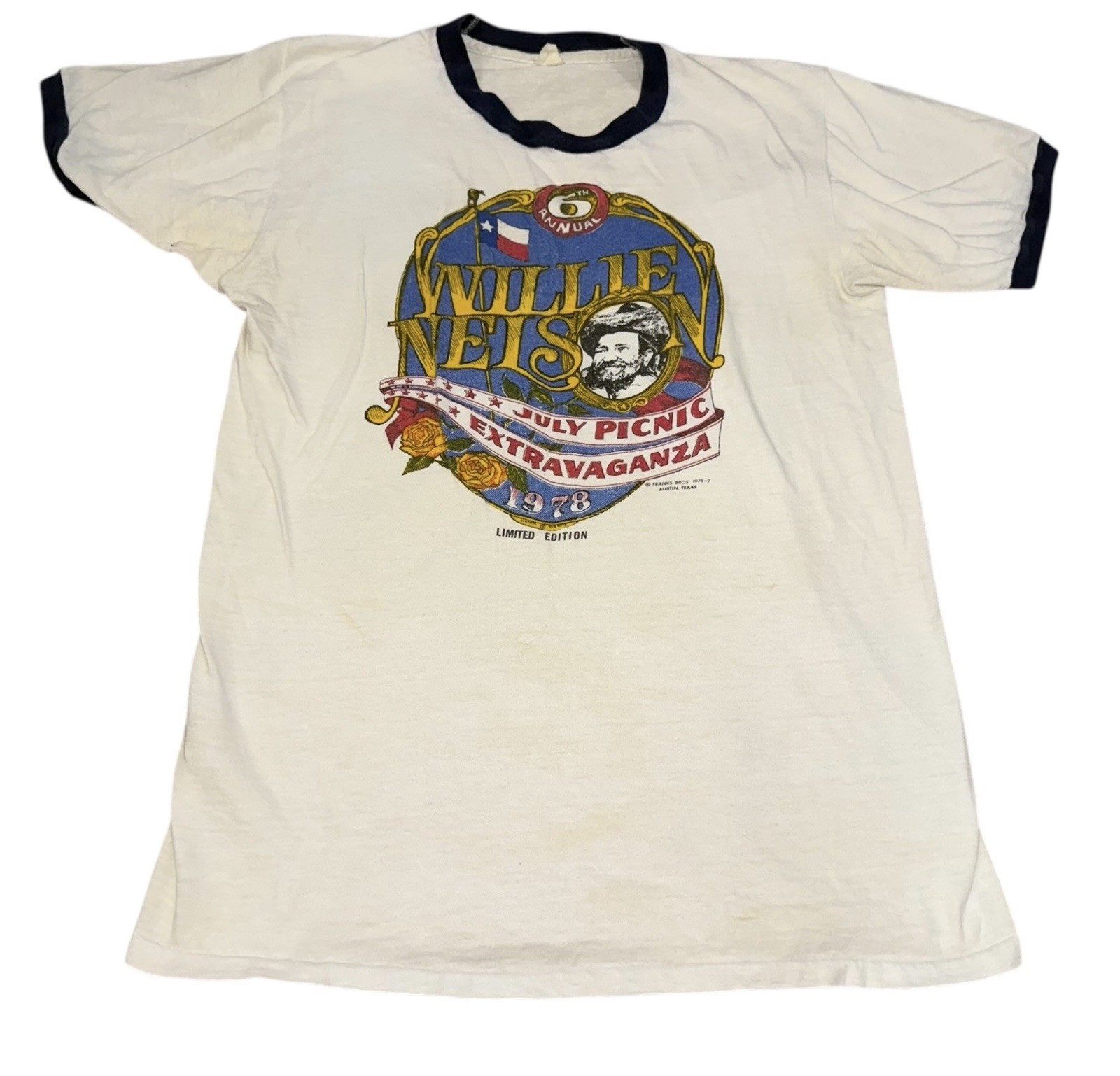 Vintage 70s 1978 Willie Nelson 4th Of July Picnic Rin… - Gem