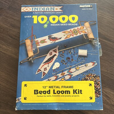 Pastime Indian Bead Loom Kit Deluxe Metal Frame Native American Weaving ...