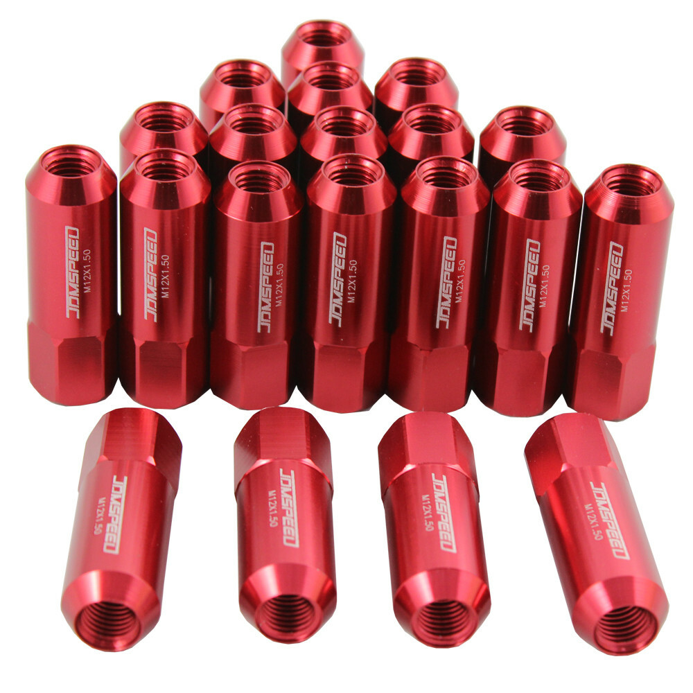 RED M12X1.5 60MM ALUMINUM TUNER RACING LUG NUT EXTENDED FORGED SET 20PC ...