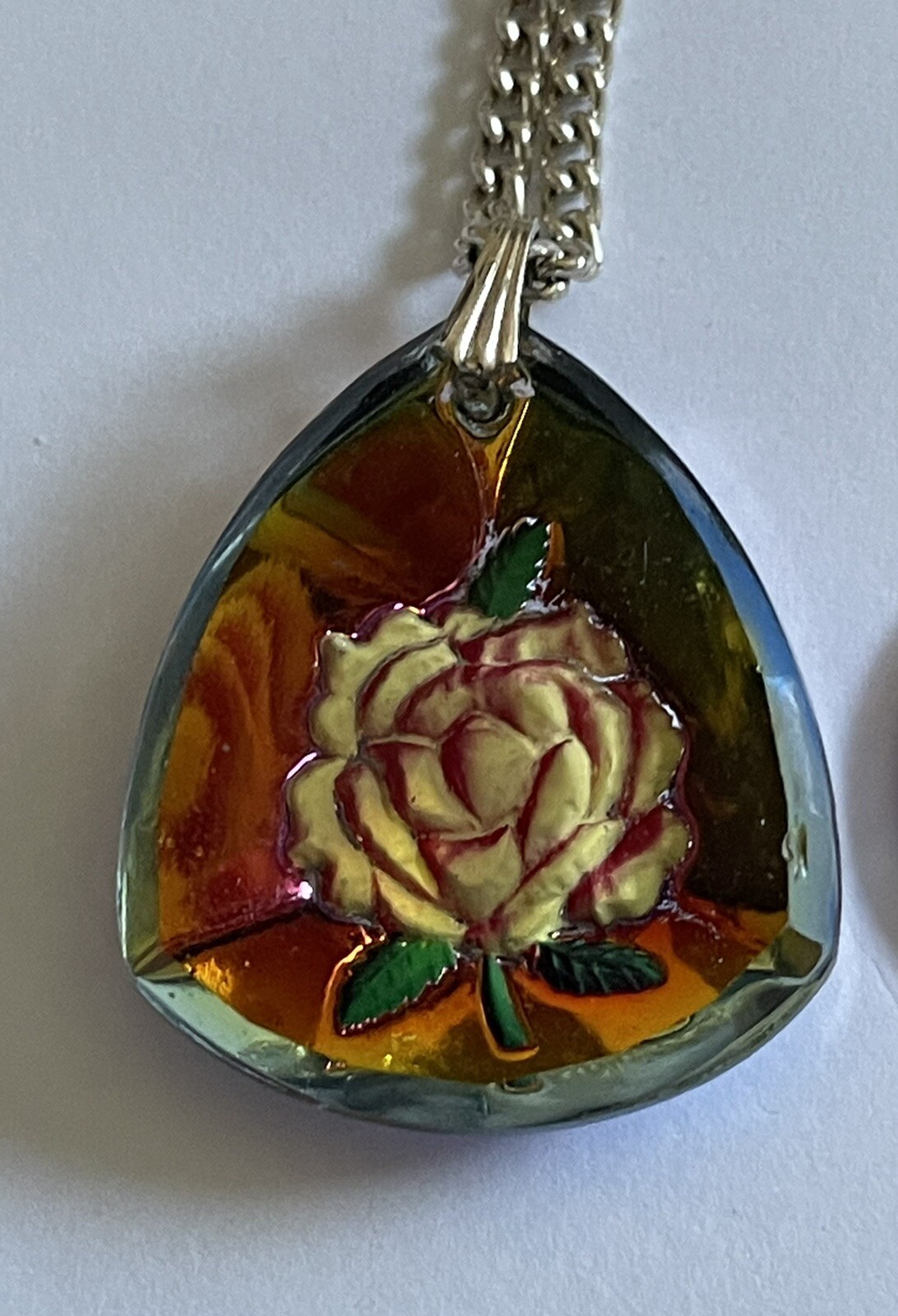 Vintage Iridescent Carved Lucite Rose Pendant Jewelry Pendant Necklace ...