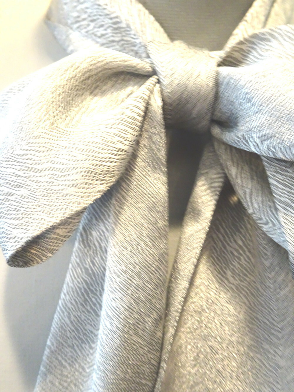 Women's Ladies NECK SCARF BOW 2.5" x 56" Pale Grey Textured Design | eBay