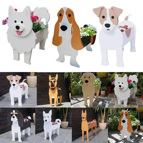 Garden Flower Pot Cute Dog Shaped Planter Samoyed Labrador Shepherd Dog ...