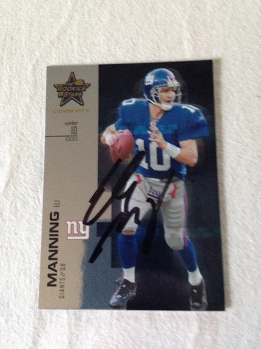 Eli Manning Autographed ON CARD 2007 Leaf Longevity R&S GOLD INSERT w ...