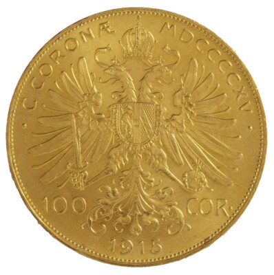 1915 100 Corona Gold Austrian/Hungarian Coin .9802 oz Fine Gold ...