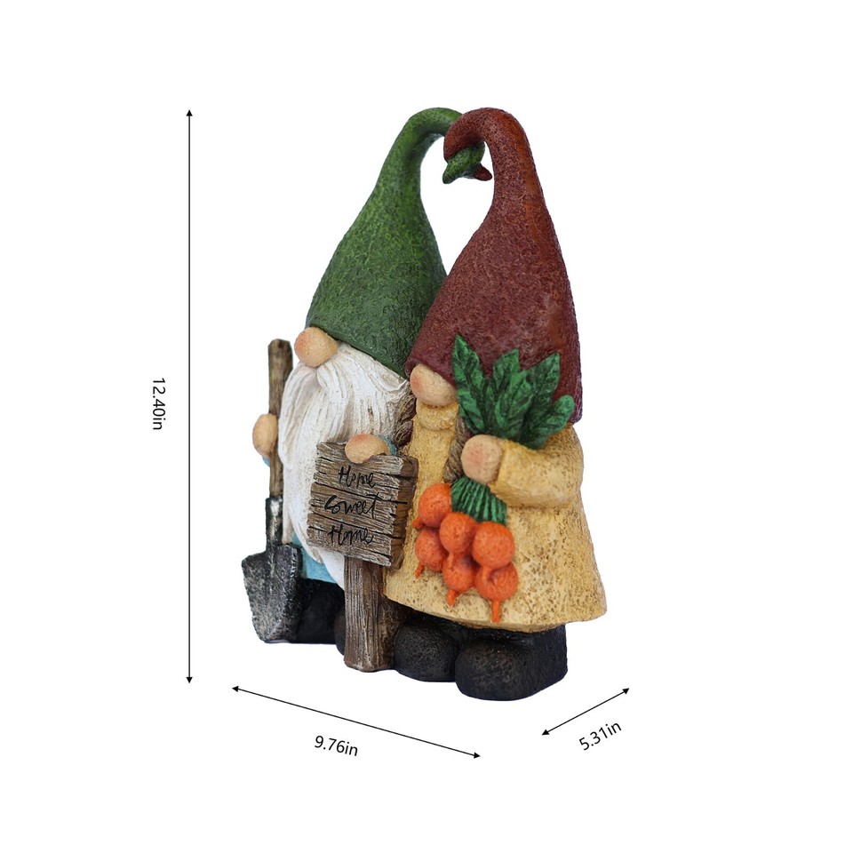 Sweet Couple Garden Gnome Farmers Statue Medium Size Resin Home ...