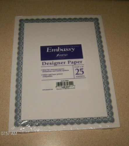 Ampad Embassy Designer Paper Invitation Inkjet Laser Printer Compatible ...