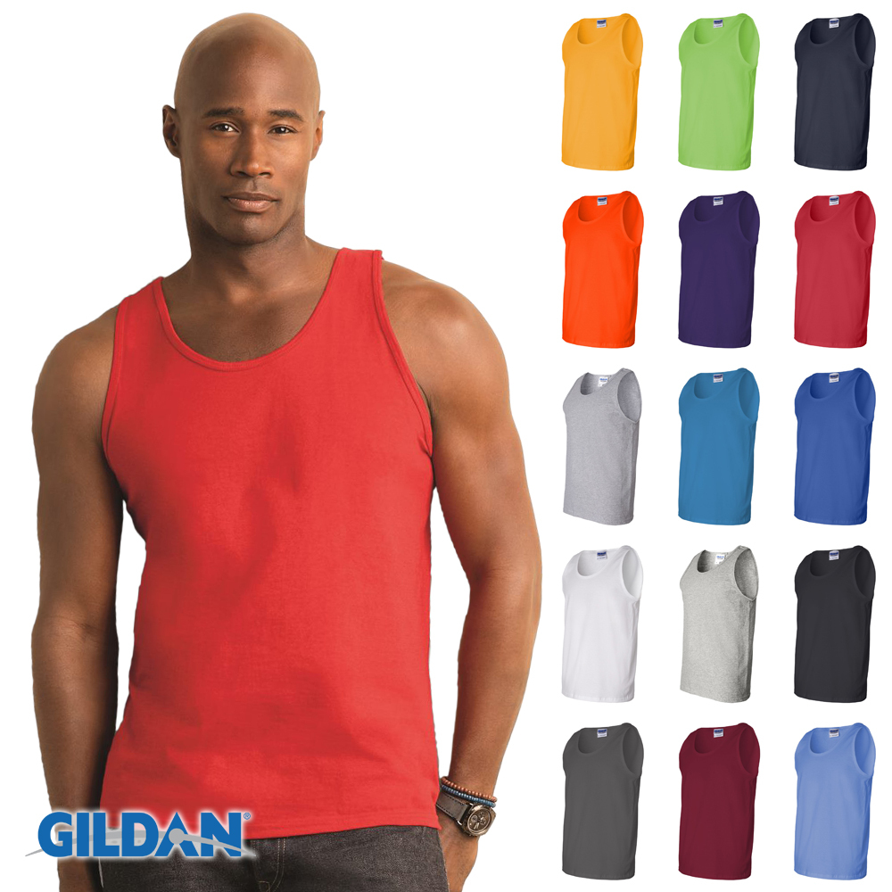 Mens Clothing Gildan 2200 Plain T Shirts Tank Top Muscle Gym