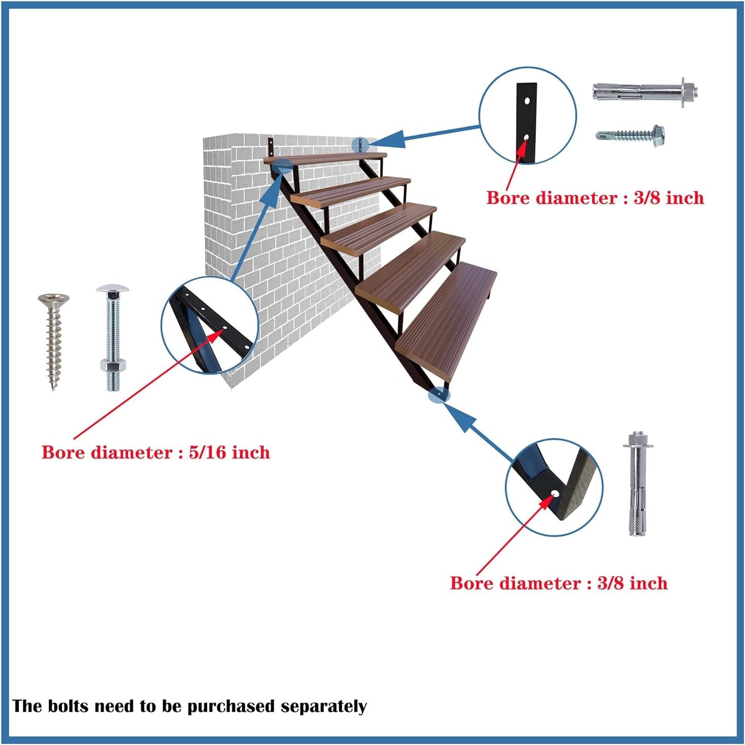 6 Step Steel Stair Step Riser Framing Stair Stringer for Deck Above ...
