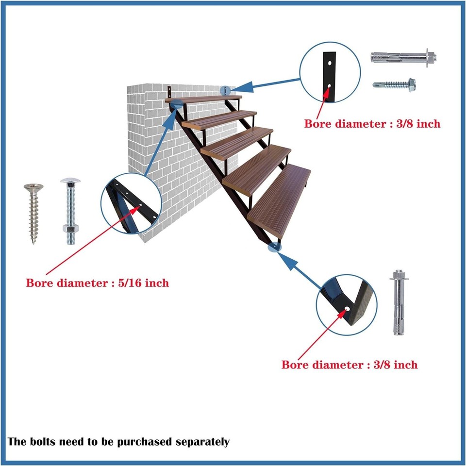 6 Step Steel Stair Step Riser Framing Stair Stringer for Deck Above ...