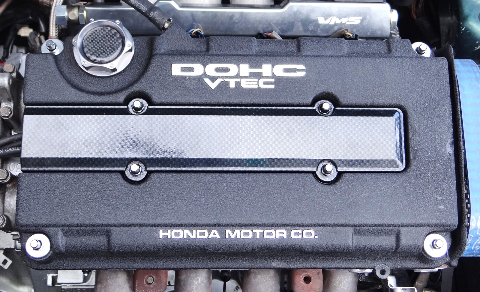 GUN METAL ENGINE DRESS UP KIT CARBON FIBER B16 B18 VALVE COVER INSERT ...