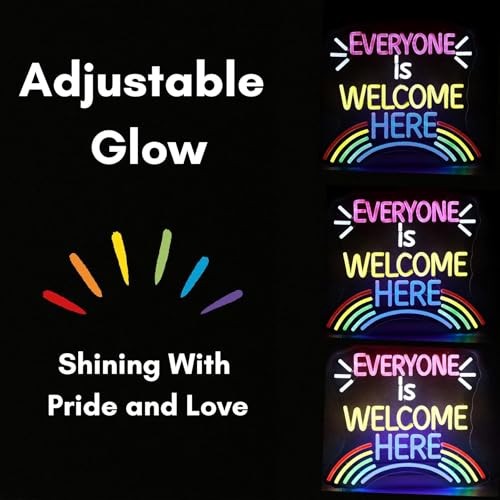 Everyone Is Welcome Here Neon Sign – Colorful Rainbow LED Light for ...