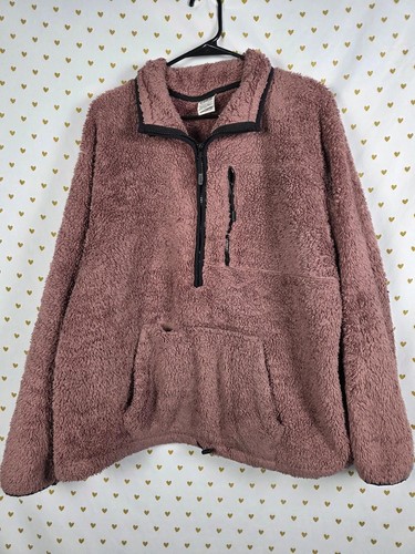 Victorias secret pink fuzzy quarter zip pullover jacket xl | eBay