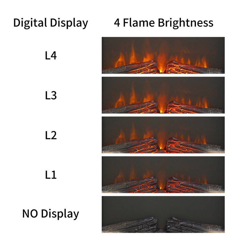 23''electric Fireplace Insert Ultra Thin Heater w Realistic Flame ...