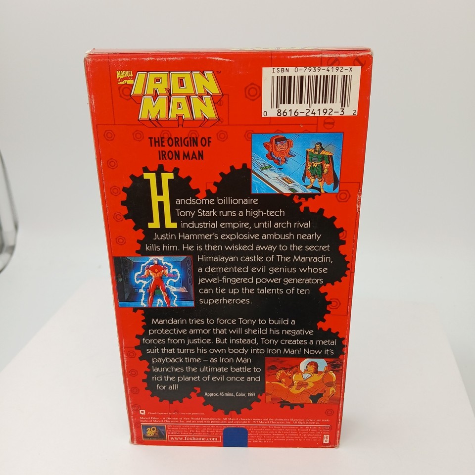 Marvel The Origin of Iron Man VHS 1997 Fox Kids Video Vintage 4192 Free ...