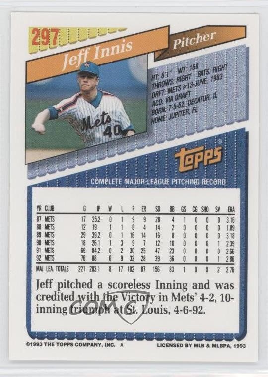1993 Topps Jeff Innis #297 | eBay