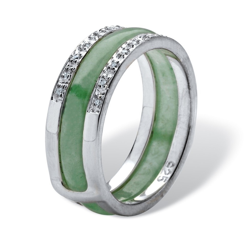 Multicolor Jade .925 Sterling Silver 8-Piece Interchangeable Ring Set ...