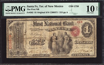 $1 Original First National Bank of Santa Fe, New Mexico Territory CH ...